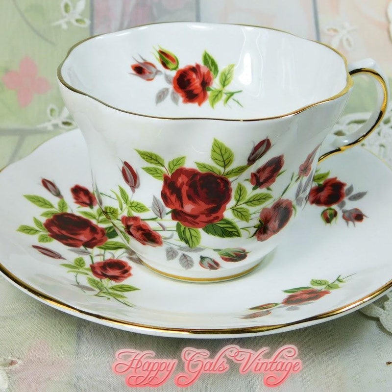 Red Rose Teacup - Etsy