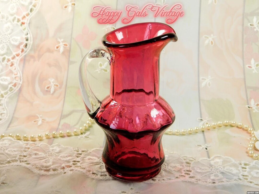Little Pink Pitcher Small Pink Glass Pitcher Little Blown - Etsy