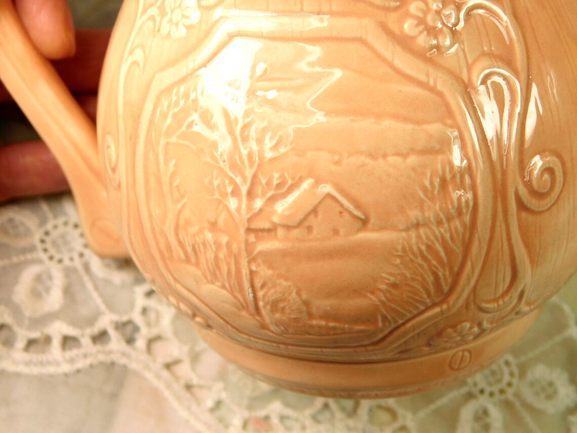 Peach Ceramic Pitcher Vintage Large Ceramic Pitcher in Light | Etsy