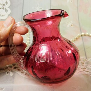 Little Pink Pitcher Small Pink Glass Pitcher Little Blown | Etsy