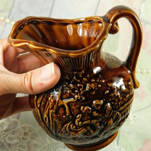 Large Ceramic Creamer Pitcher in Brown Chocolate Brown - Etsy