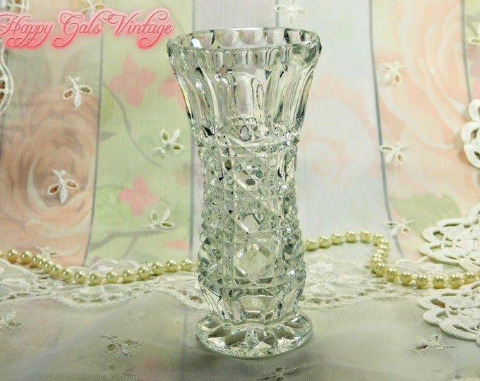 Small Crystal Vase, Clear Leaded Crystal Vase, Vintage Crystal Glass ...