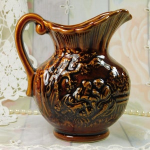 Large Ceramic Creamer Pitcher in Brown Chocolate Brown - Etsy