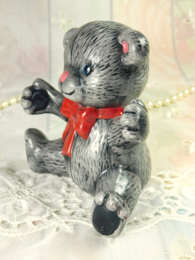 Porcelain Teddy Bear Ceramic Teddy Bear Vintage Grey - Etsy