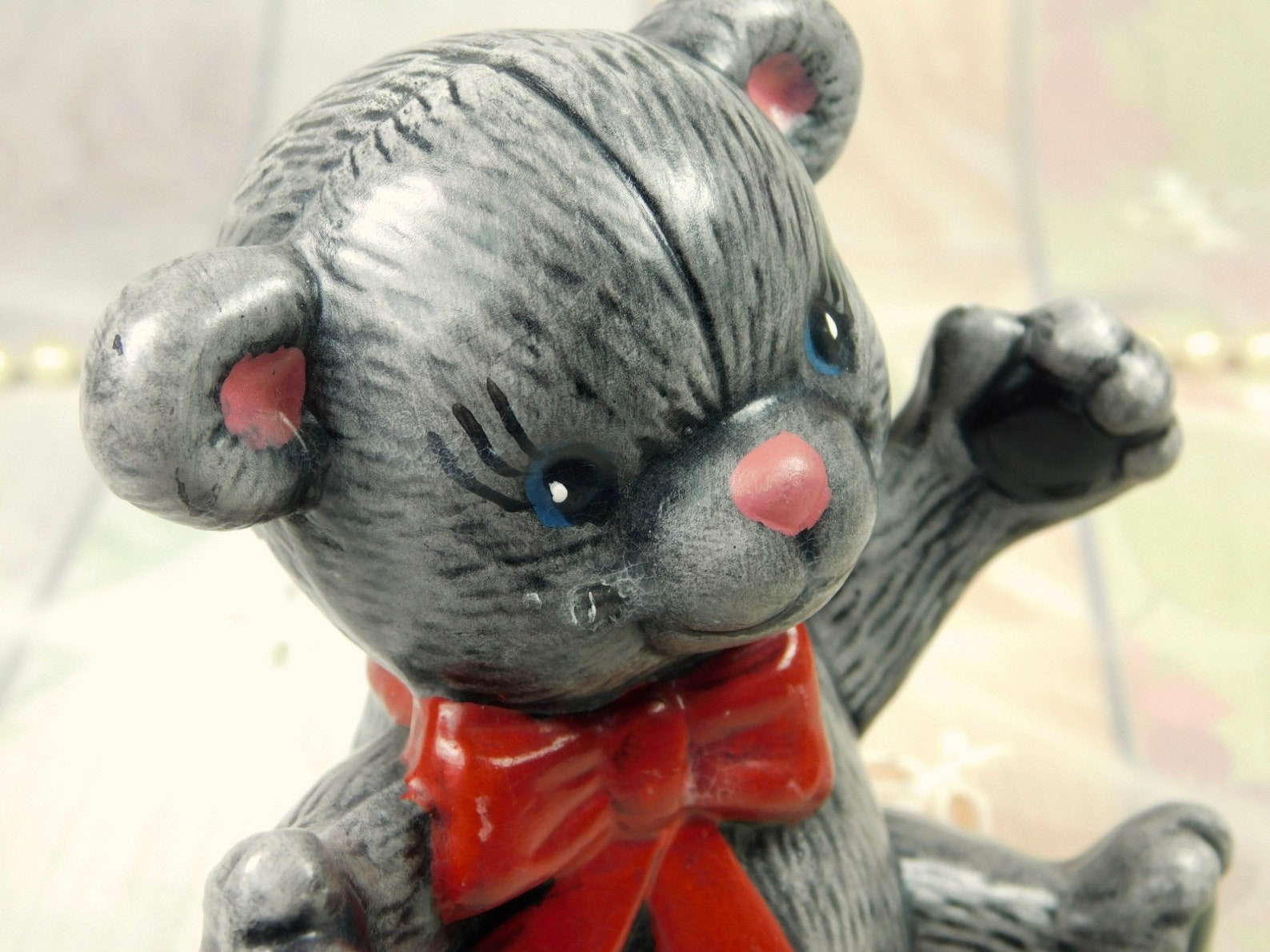 Porcelain Teddy Bear Ceramic Teddy Bear Vintage Grey - Etsy