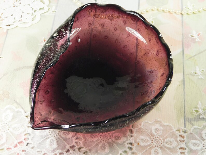 Purple Blown Glass Bowl Purple Glass Art Bowl Unique Purple | Etsy