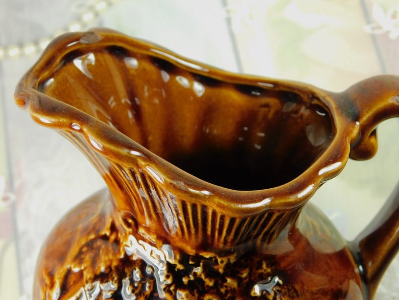 Large Ceramic Creamer Pitcher in Brown Chocolate Brown | Etsy