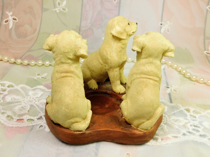 Puppy Figurines in Sculpted Resin Yellow Lab Puppies Figurine | Etsy