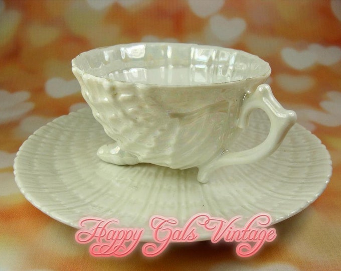 Shell Teacup, Shell Shaped Tea Cup, Vintage White Shell Teacup, Vintage ...