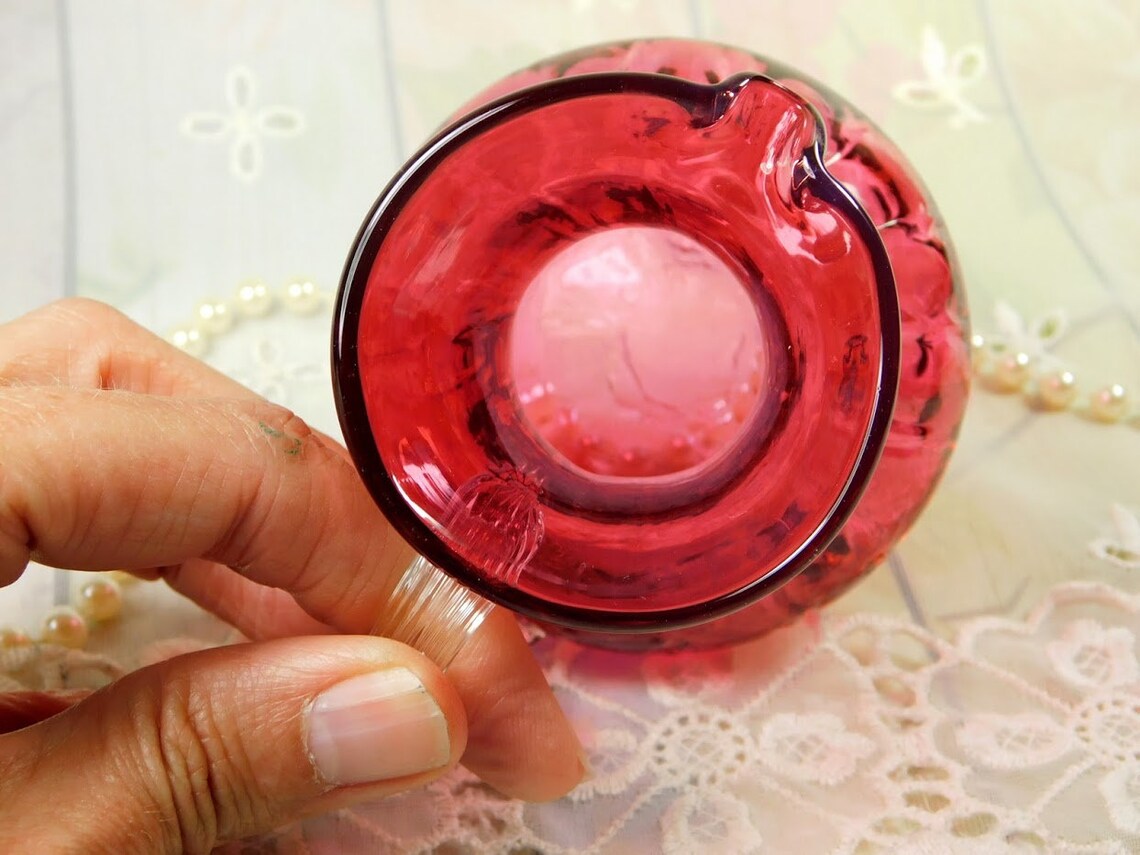 Little Pink Pitcher Small Pink Glass Pitcher Little Blown | Etsy