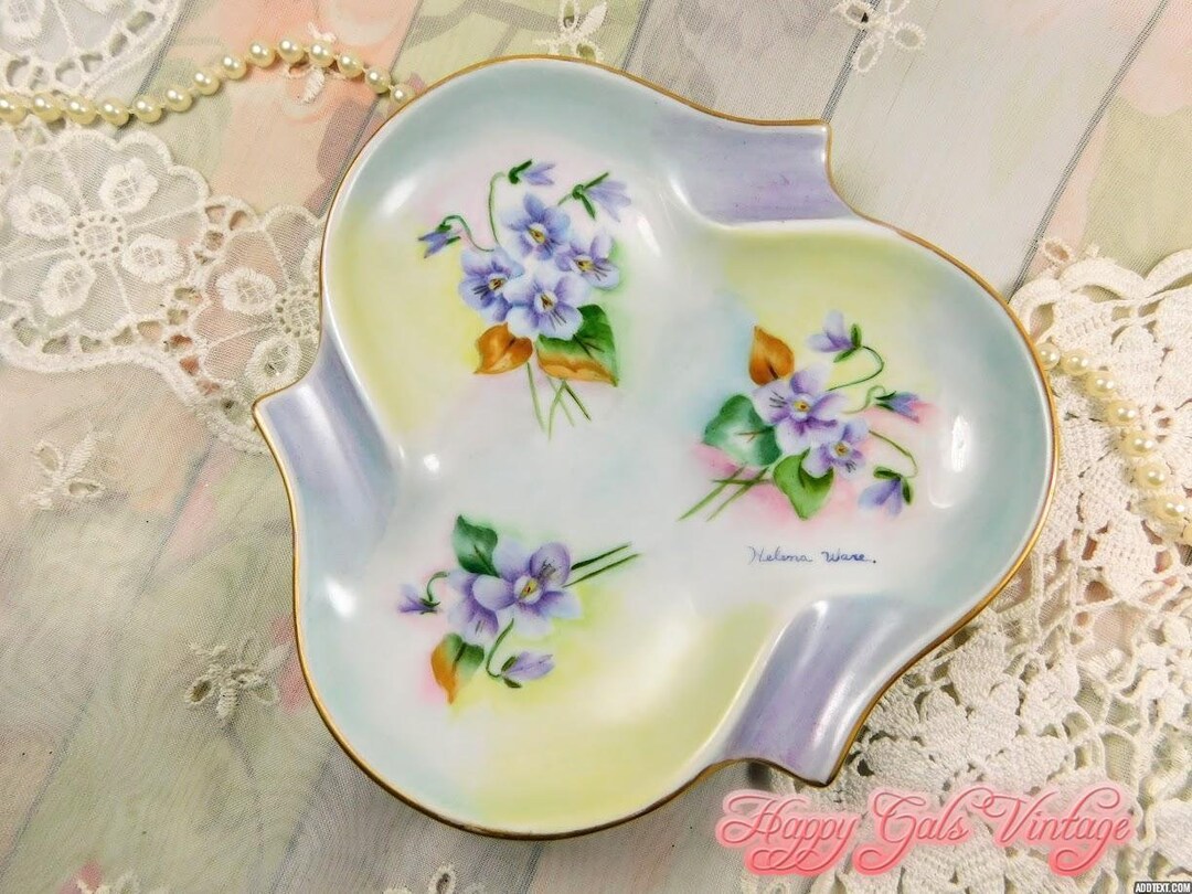 Purple Dish, Purple Violets Plate or Spoon Rest Dish by Helena Ware ...