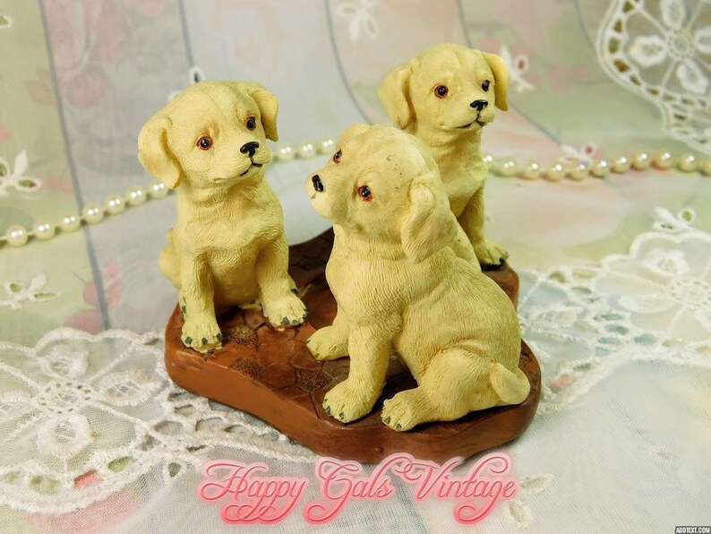 Puppy Figurines in Sculpted Resin Yellow Lab Puppies Figurine | Etsy