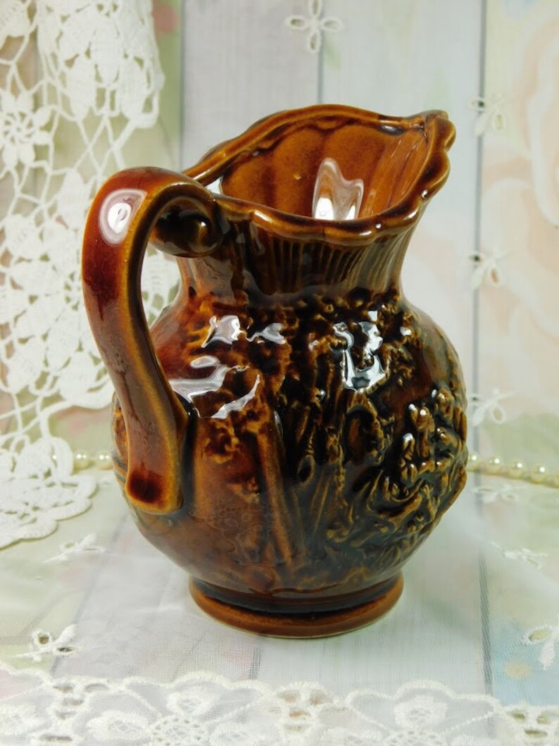 Large Ceramic Creamer Pitcher in Brown Chocolate Brown | Etsy