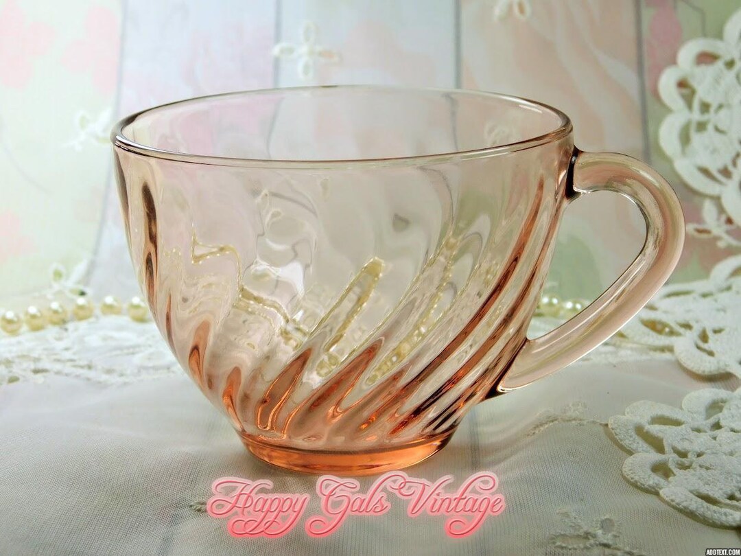 Pink Glass Teacup, Pink Depression Glass Teacup, Clear Pink Glass ...