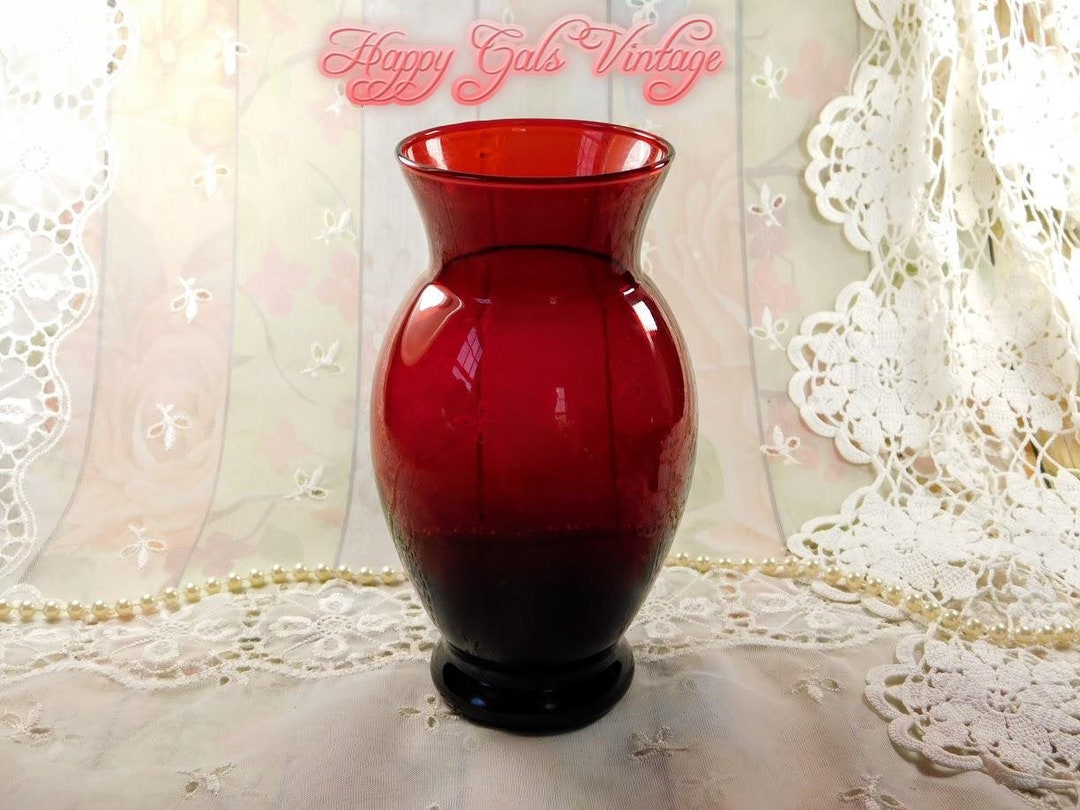 Red Glass Vase Vintage Red Glass Vase Ruby Red Glass Vase - Etsy