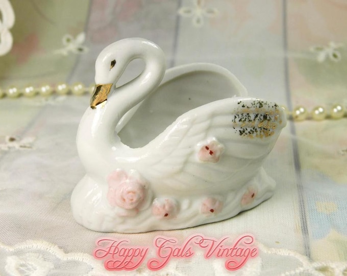 Little Swan Bowl, Tiny Porcelain Swan Bowl, Vintage White Ceramic Swan ...
