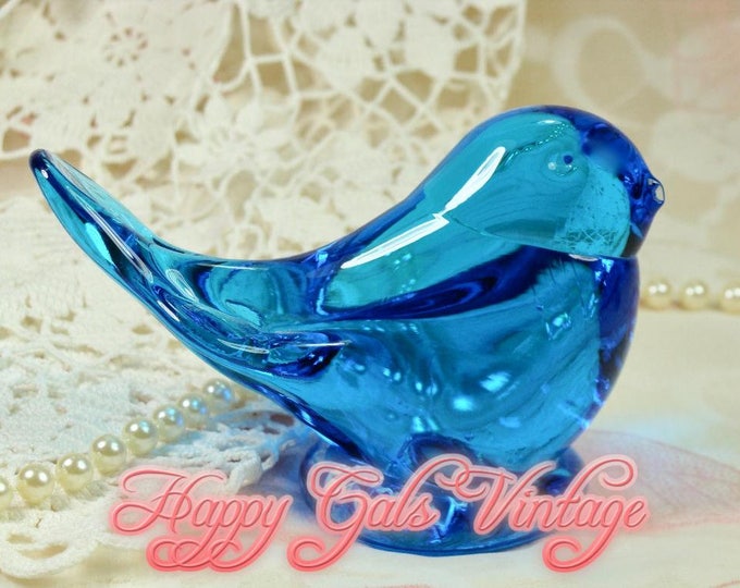 Bluebird Glass Figurine / Glass Blue Bird / Blue Glass Bird / Blown ...