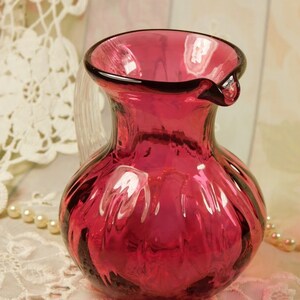 Little Pink Pitcher Small Pink Glass Pitcher Little Blown | Etsy