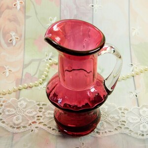 Little Pink Pitcher Small Pink Glass Pitcher Little Blown - Etsy