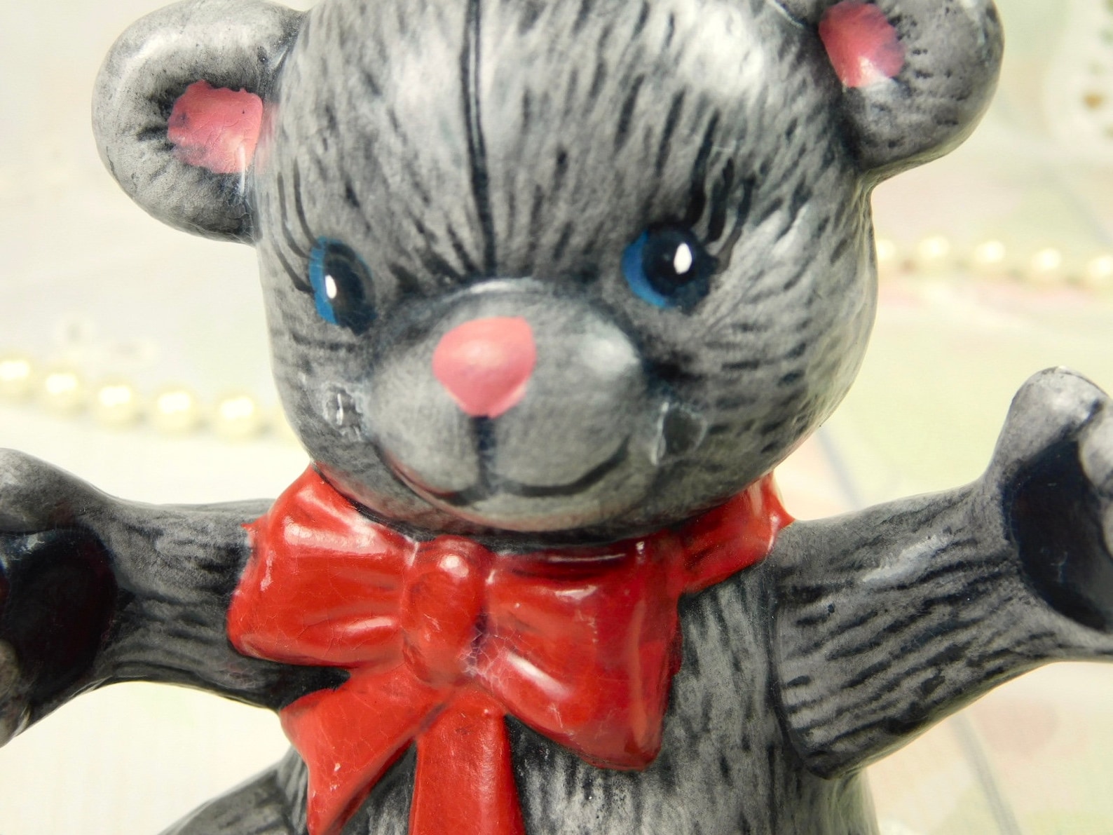 Porcelain Teddy Bear Ceramic Teddy Bear Vintage Grey - Etsy