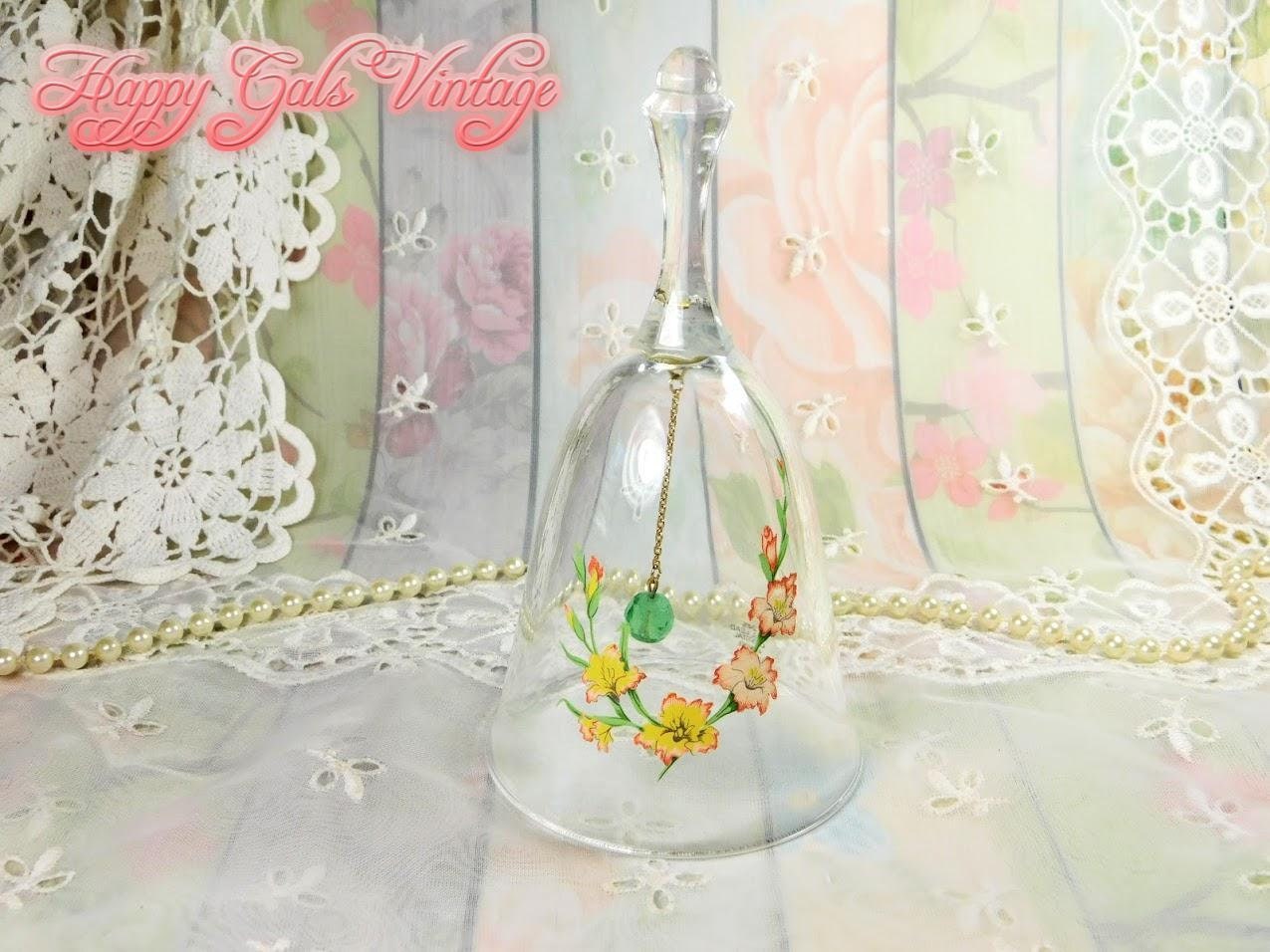 Crystal Bell, Clear Crystal Bell With Lilies by Avon, Vintage Leaded ...