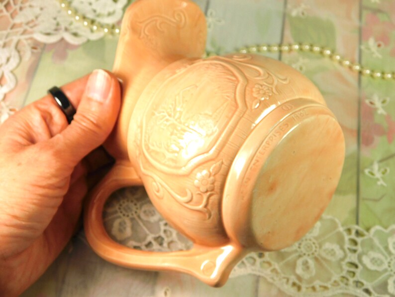 Peach Ceramic Pitcher Vintage Large Ceramic Pitcher in Light | Etsy