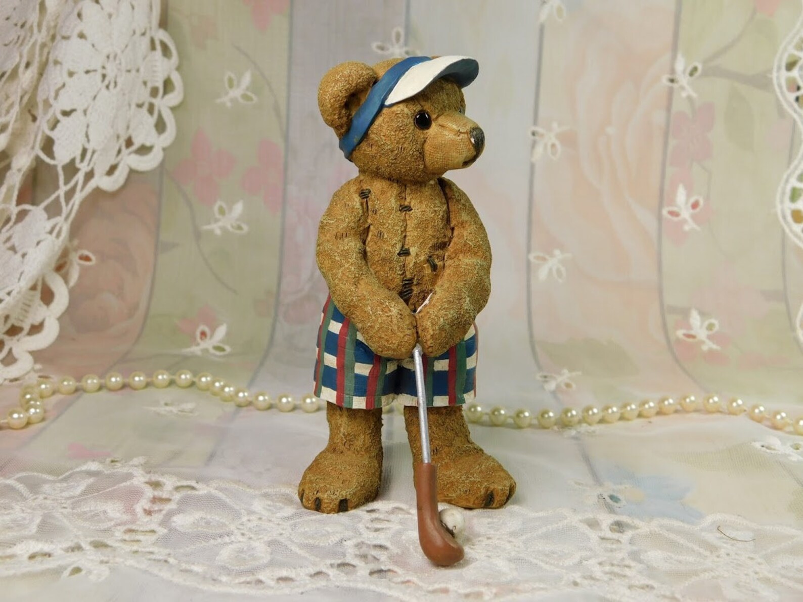 Teddy Bear Golfer Figurine in Sculpted Resin Little Bear | Etsy