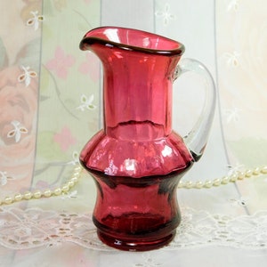 Little Pink Pitcher Small Pink Glass Pitcher Little Blown - Etsy