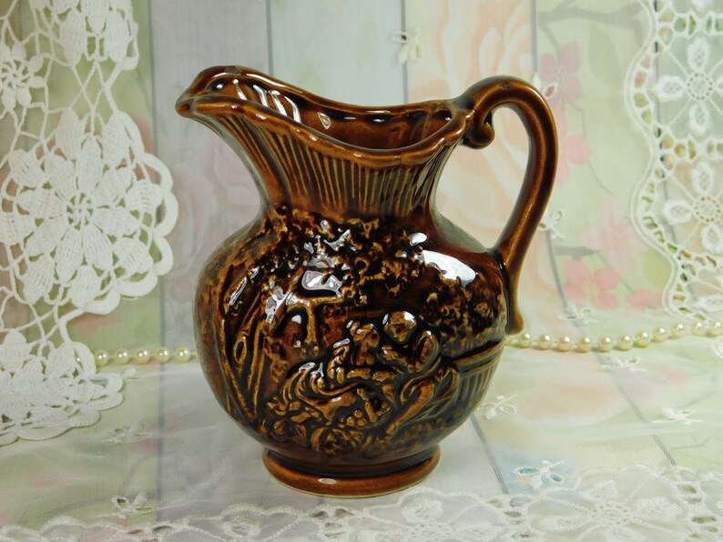 Large Ceramic Creamer Pitcher in Brown Chocolate Brown | Etsy