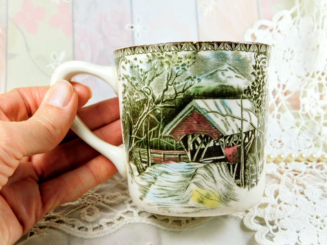 Mug With Covered Bridge Design by Johnson Bros, Vintage Ceramic Mug From the Friendly Village ...