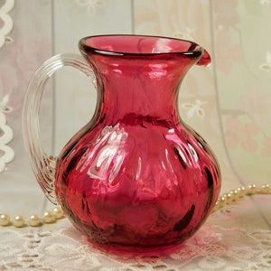 Little Pink Pitcher Small Pink Glass Pitcher Little Blown | Etsy