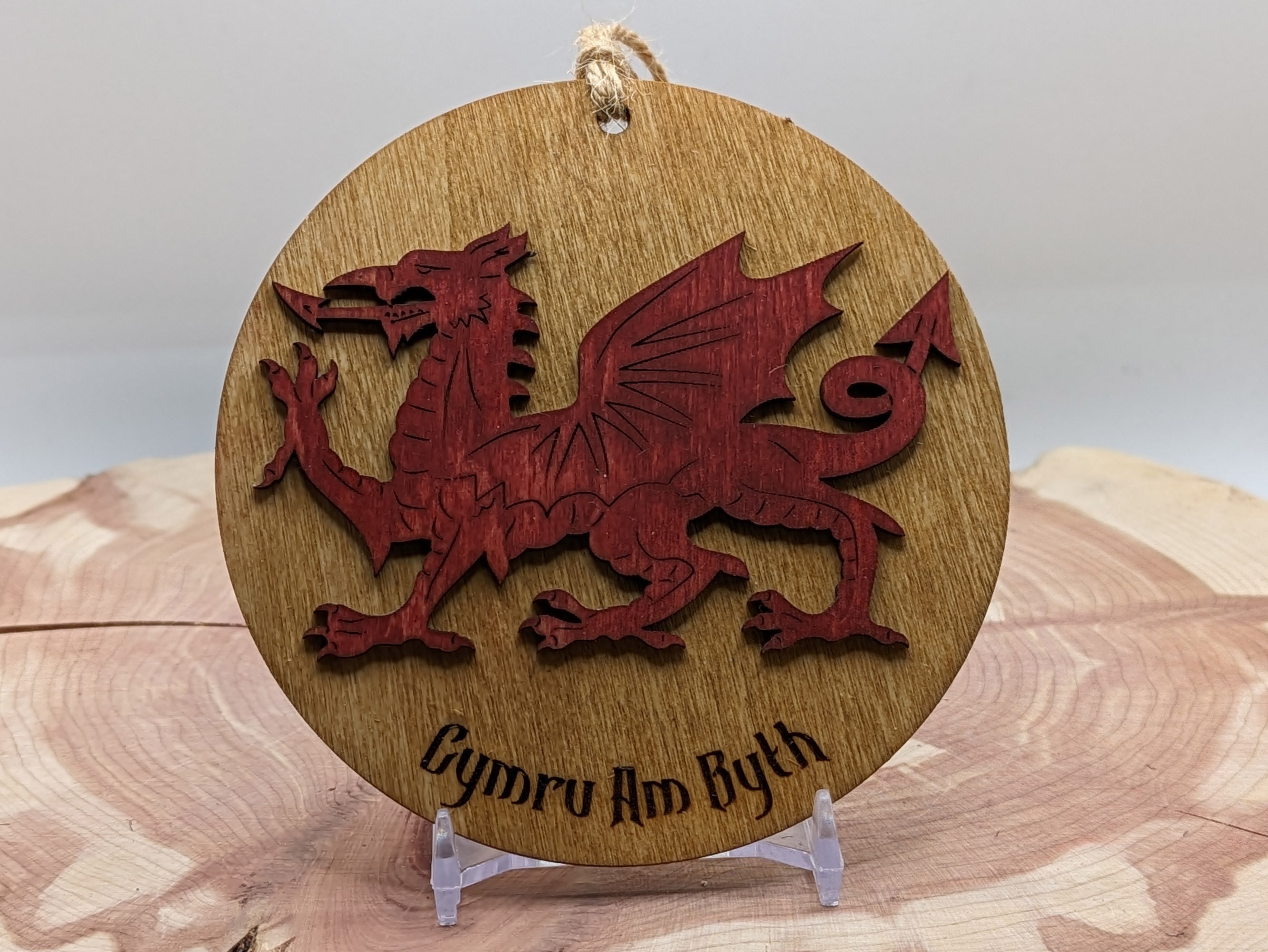 Welsh Dragon Wood Ornament, for Christmas or St David's Day, With Cymru ...