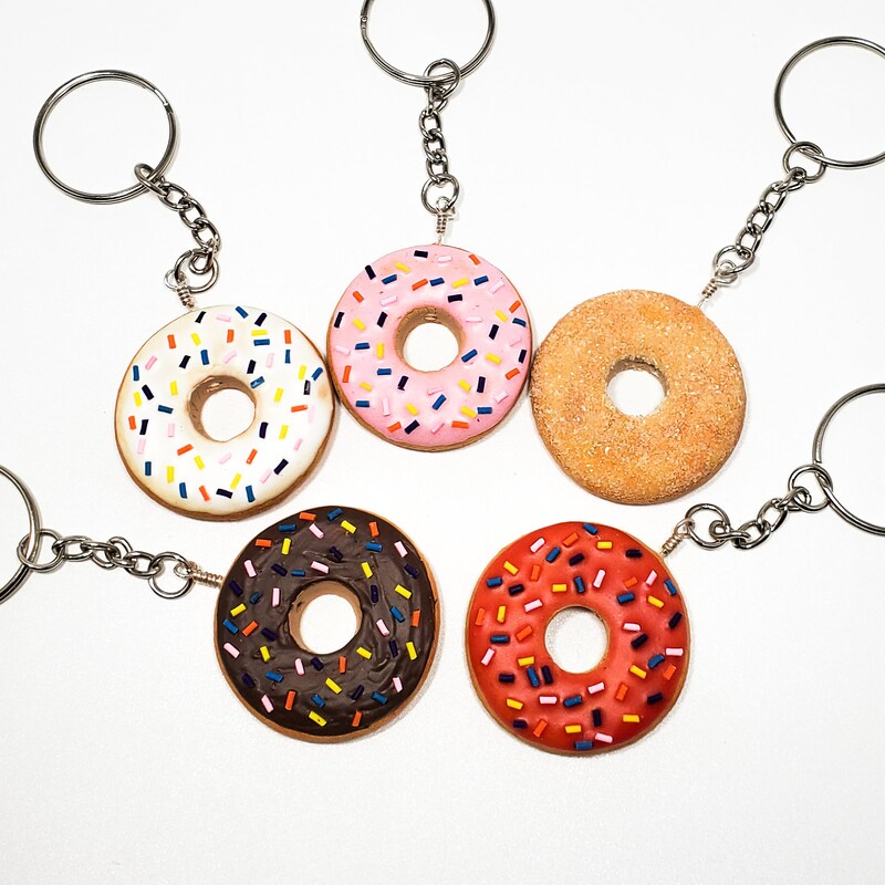 Sprinkled Donut Keyring - Etsy