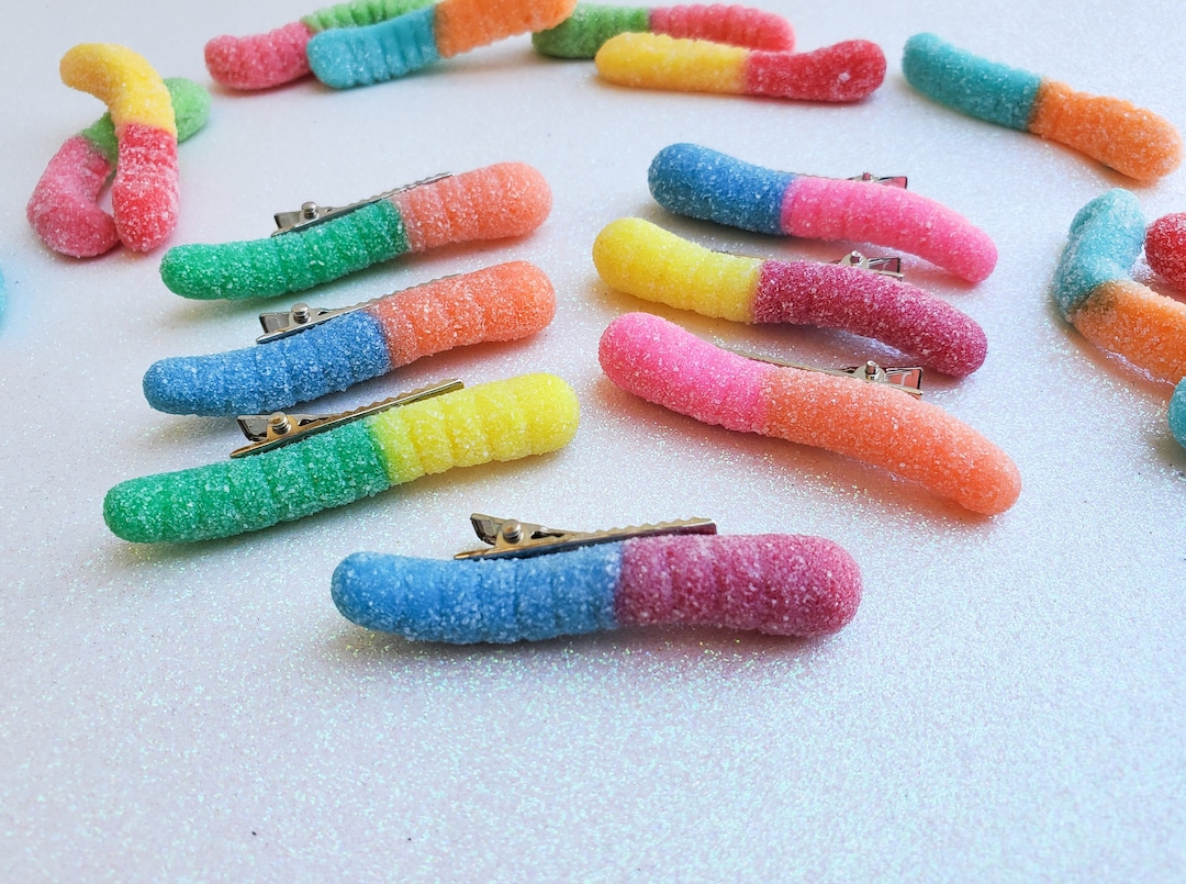 Sour Gummy Worm Hair Clip (candy Hair Clip, Candy Hair Bow, Gummy Worm ...