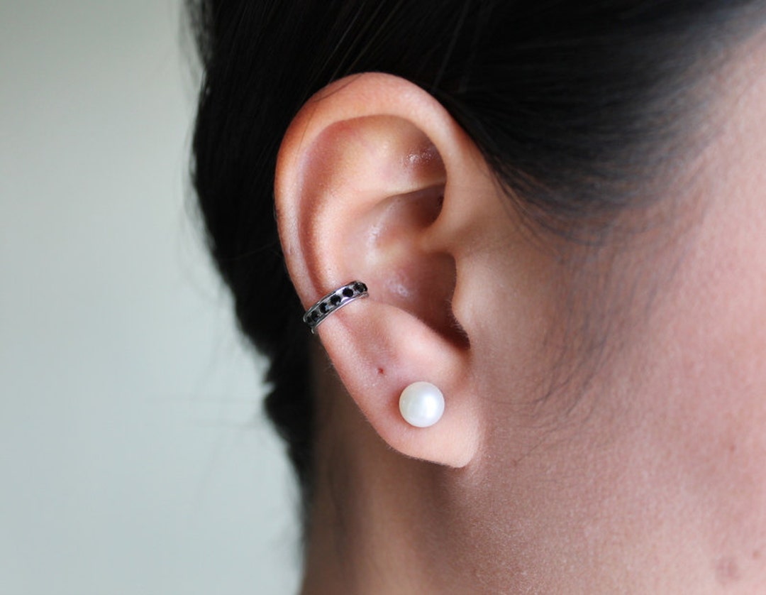 Crystal Band Ear Cuff, Stainless Steel 316L, Hypoallergenic, Stainless ...