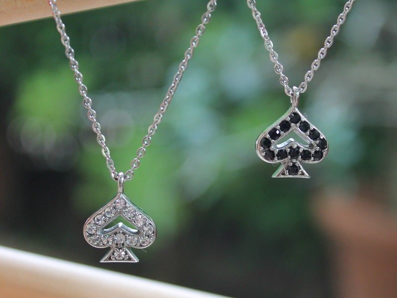 Ace of Spade Charm Pendant With Fine Cable Chain - Etsy