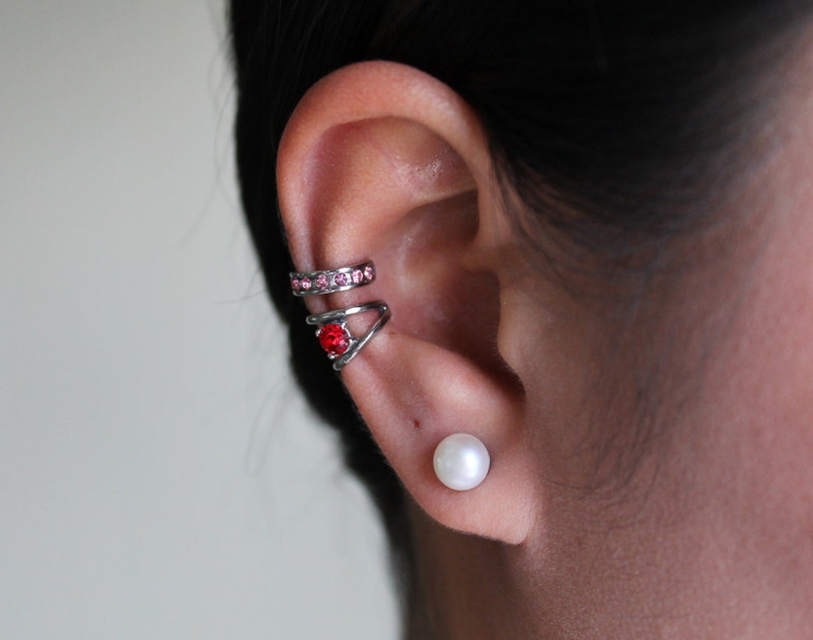 Single Stone Ear Cuff Stainless Steel Hypoallergenic. - Etsy