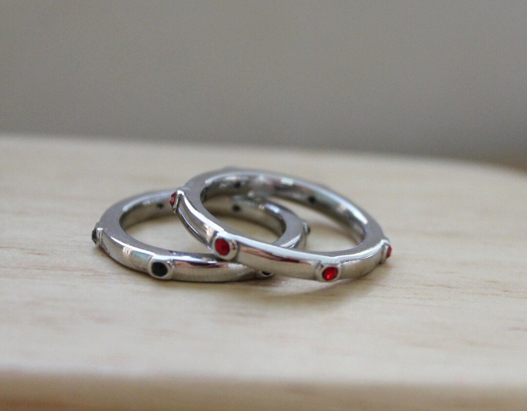 Stainless Steel Stack Rings, All Around Crystal Mini Ring, Stainless ...