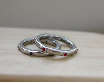 Stack Rings Rhombus Square Stone Mini Ring Stainless Steel - Etsy