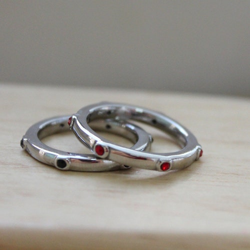 Stack Rings Rhombus Square Stone Mini Ring Stainless Steel - Etsy