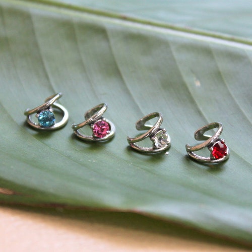 Single Stone Ear Cuff Stainless Steel Hypoallergenic. - Etsy