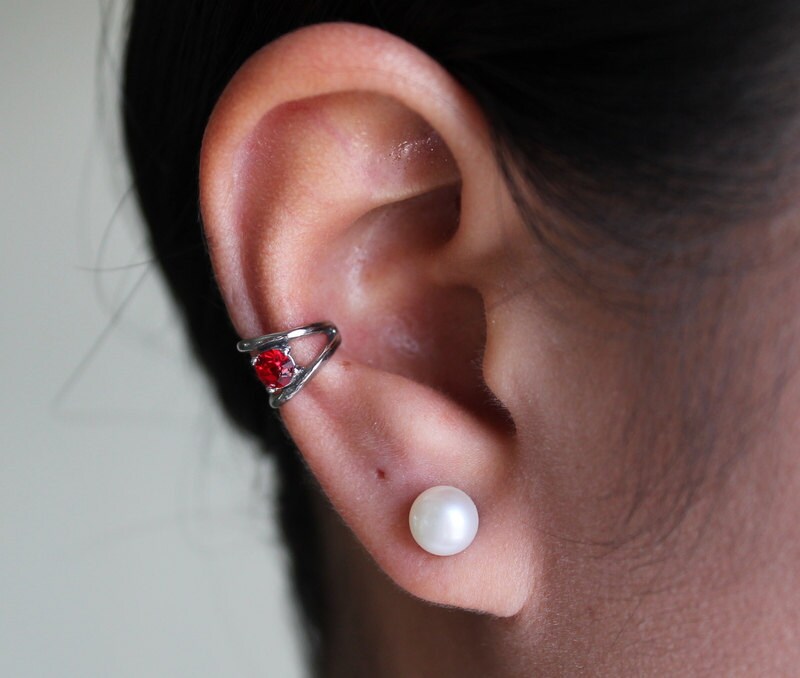 Single Stone Ear Cuff Stainless Steel Hypoallergenic. - Etsy