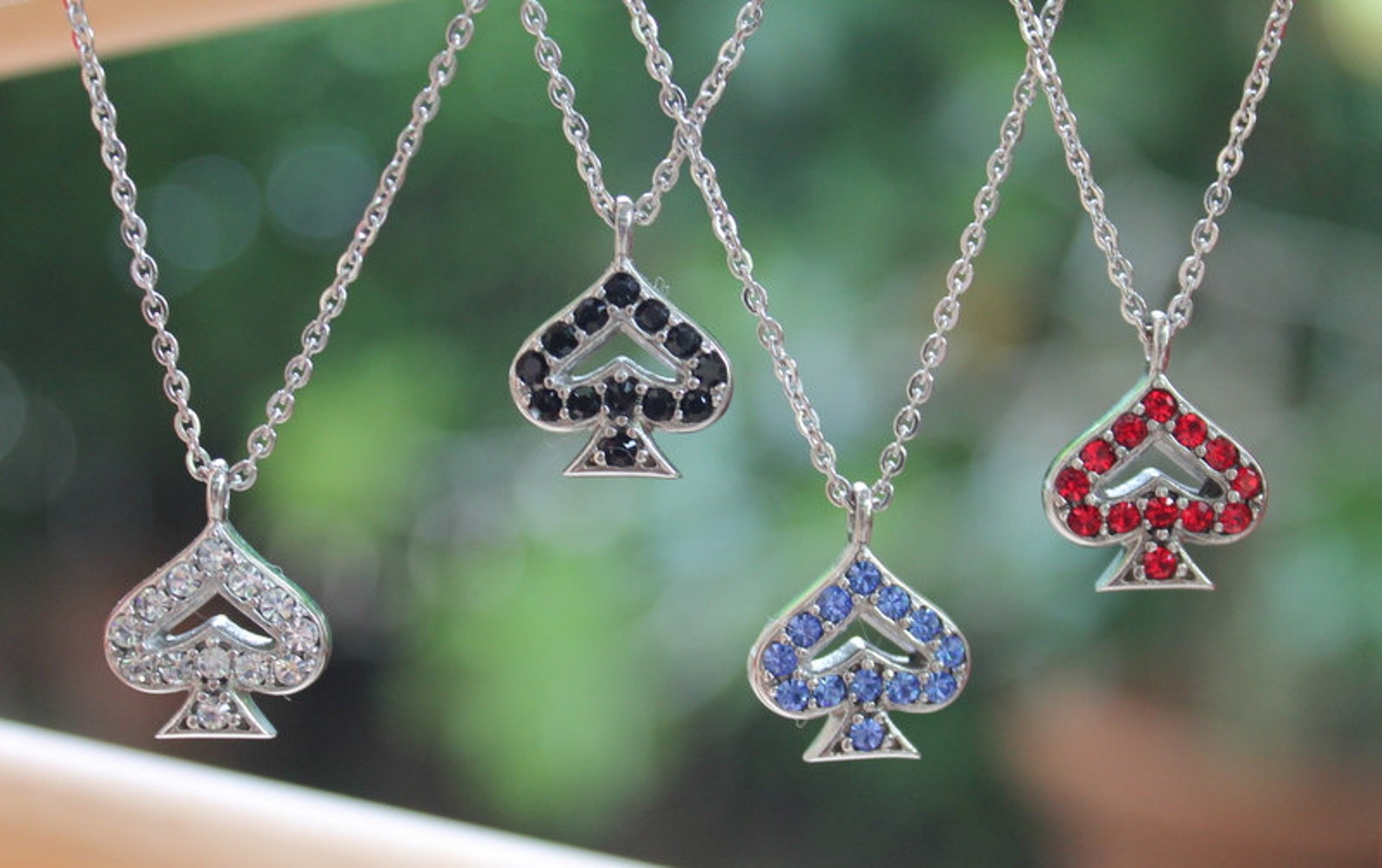 Ace of Spade Charm Pendant With Fine Cable Chain - Etsy