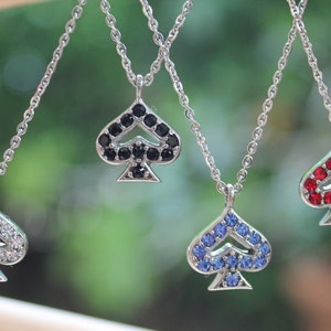 Ace of Spade Charm Pendant With Fine Cable Chain, Ace of Spade Pendant ...