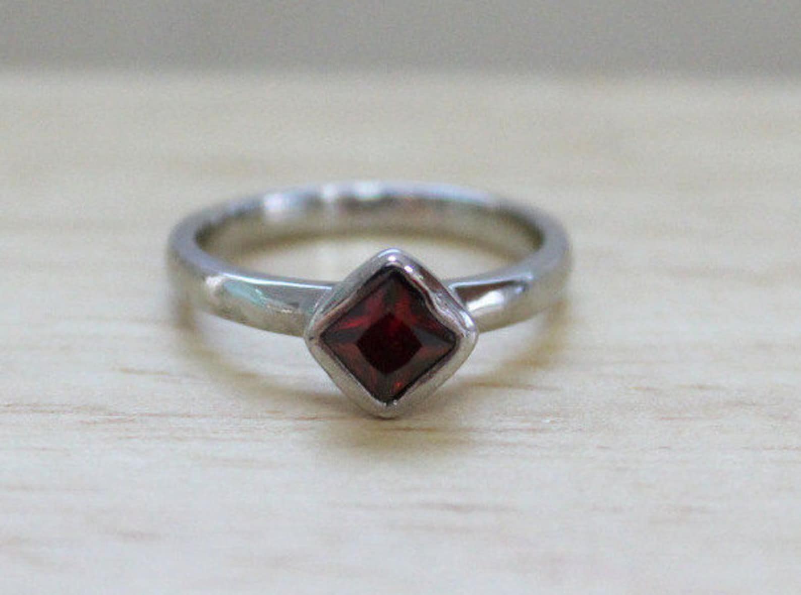 Stack Rings Rhombus Square Stone Mini Ring Stainless Steel - Etsy