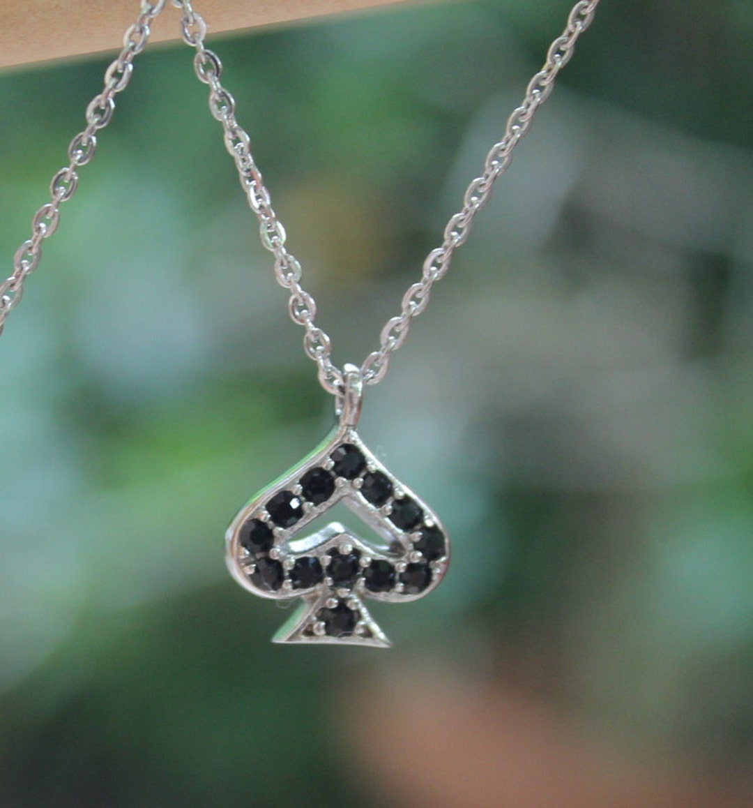 Ace of Spade Charm Pendant With Fine Cable Chain, Ace of Spade Pendant ...