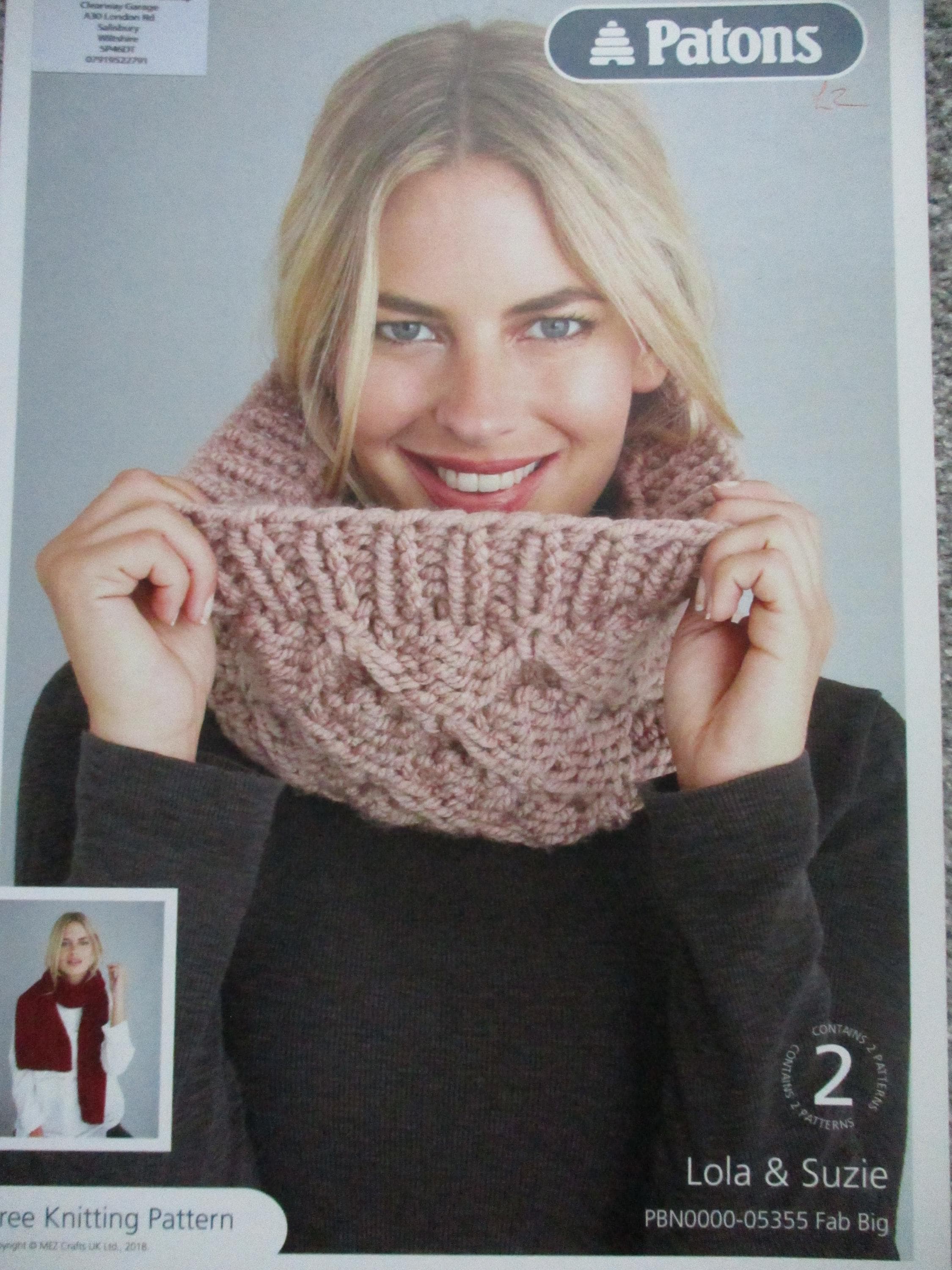 Patons Knitting Pattern, Scarf Pattern, Cowl Pattern, Patons Lola ...