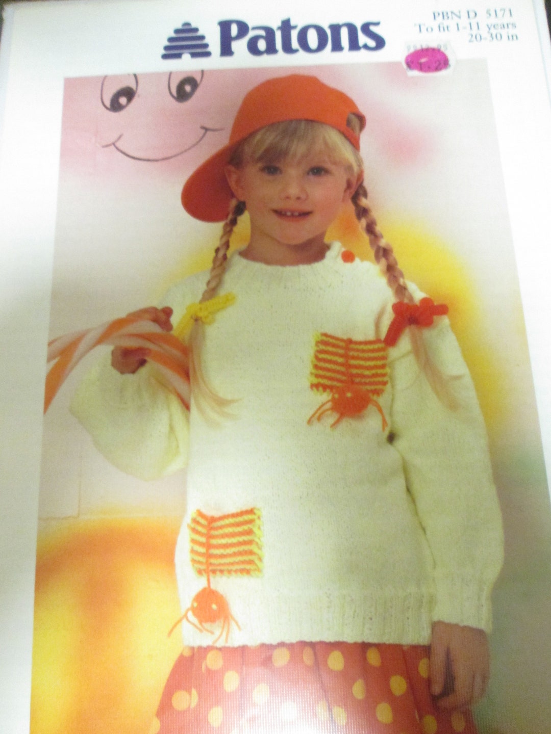 Patons Knitting Pattern, PBN D 5171, Childs Spider Jumper, Childs ...