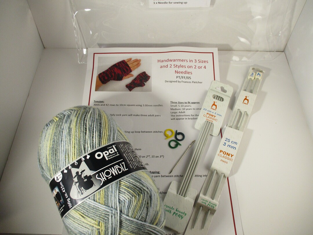 Glove Knitting Kit, Knitters Gift, Handwarmer Kit, Opal Yarn, Self ...