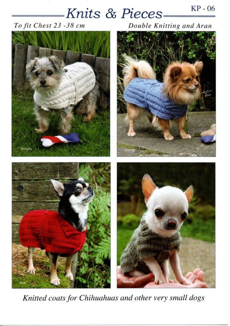 Knitted Dog Coat Pattern, Small Breed, Aran Style - Etsy